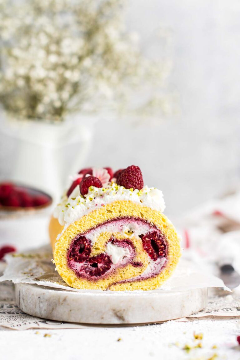 Raspberry Cheesecake Roll Cake | Bite It Quick
