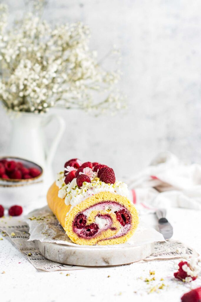 Raspberry Cheesecake Roll Cake | Bite It Quick